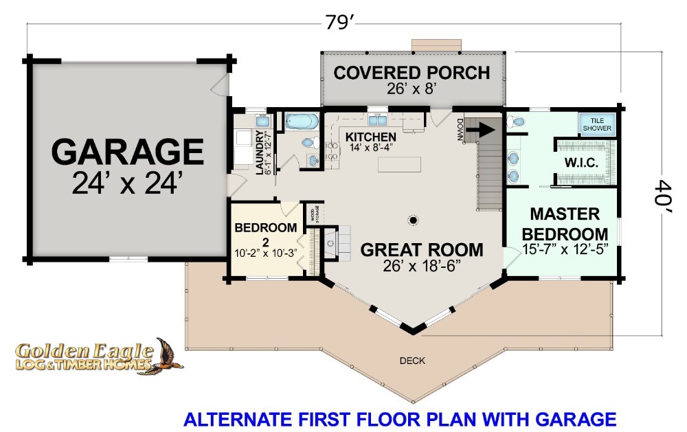 Ski Home Prow Log Home floor plan from Golden Eagle Log & Timber Homes
